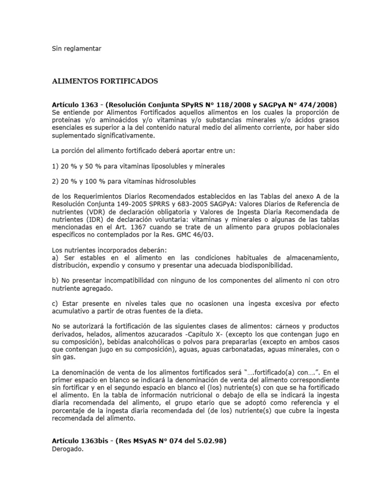 Reglamentacion CAA | PDF | Alimentos | Salud y bienestar