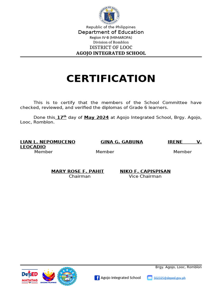 CERTIFICATION For CHECKING Diploma | PDF
