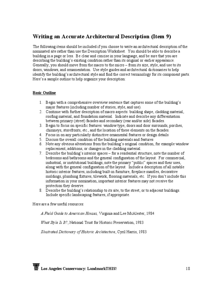 Writing An Accurate Architectural Description | PDF | Window ...