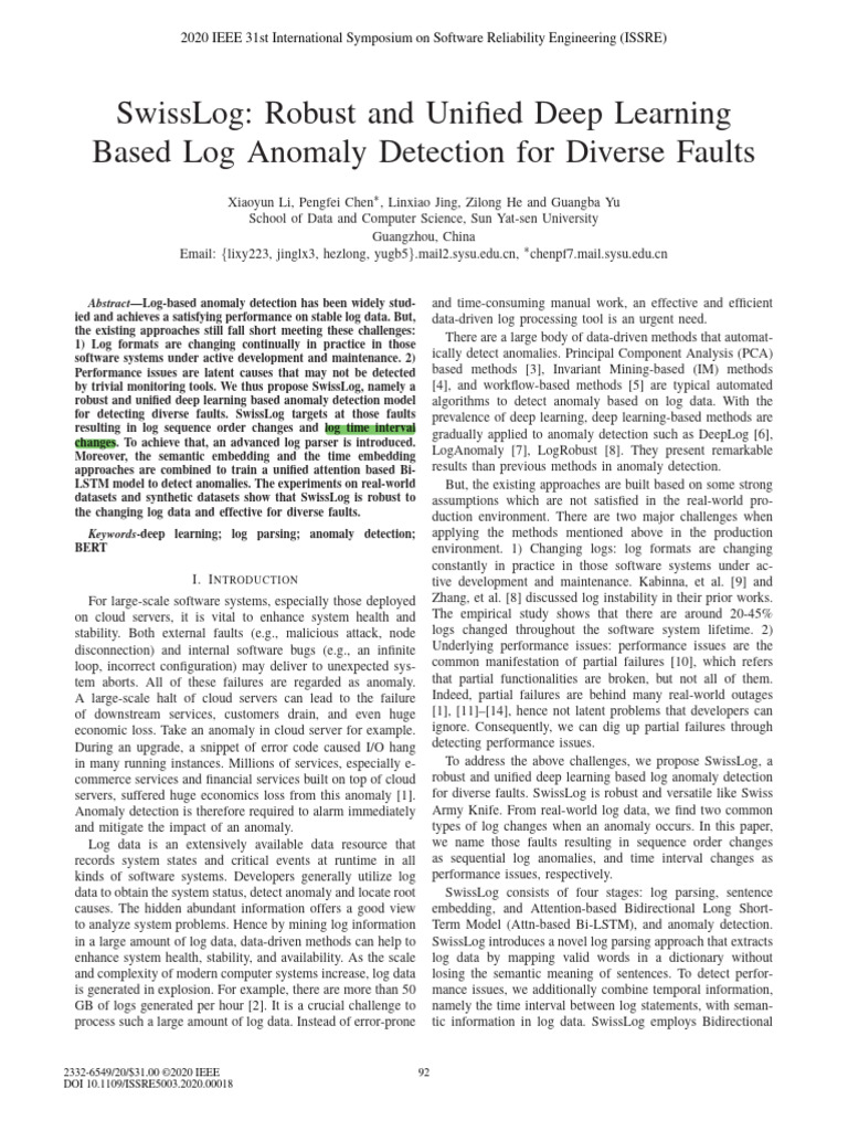 SwissLog_Robust_and_Unified_Deep_Learning_Based_Log_Anomaly_Detection_for_Diverse_Faults | PDF