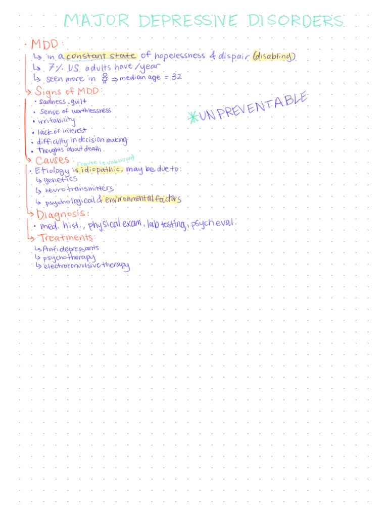 Major Depressive Disorders | PDF