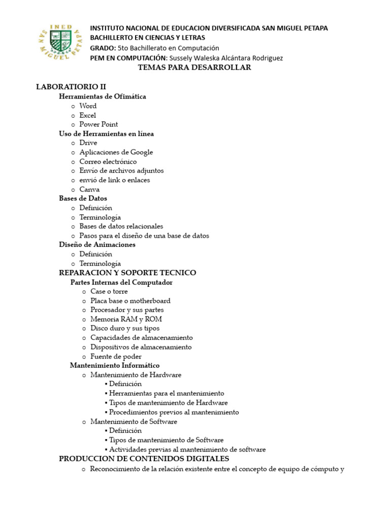 TEMARIO | PDF | Informática | Informática