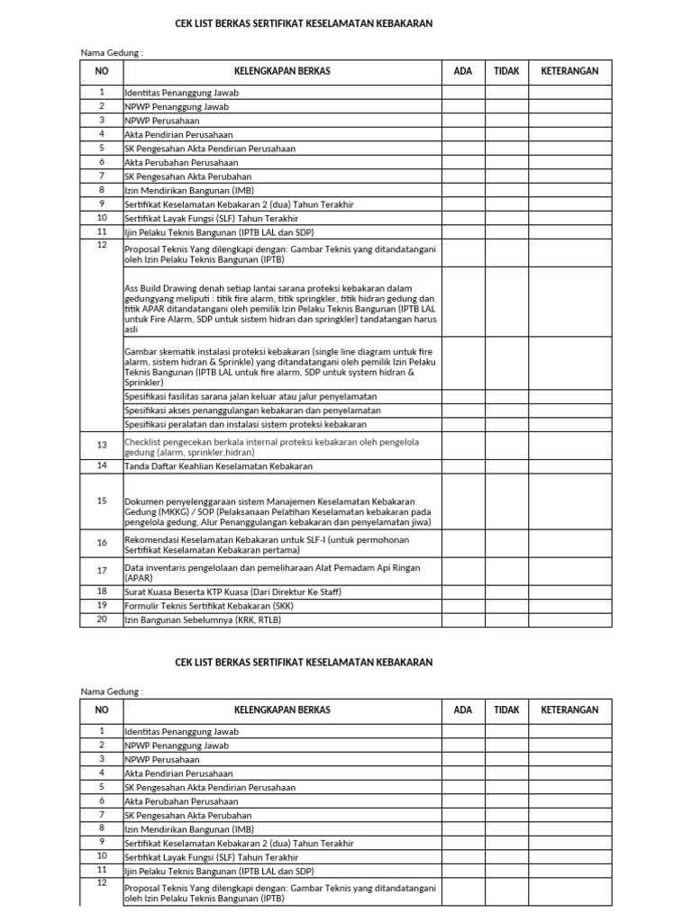 Ceklist Permohonan Jakevo | PDF