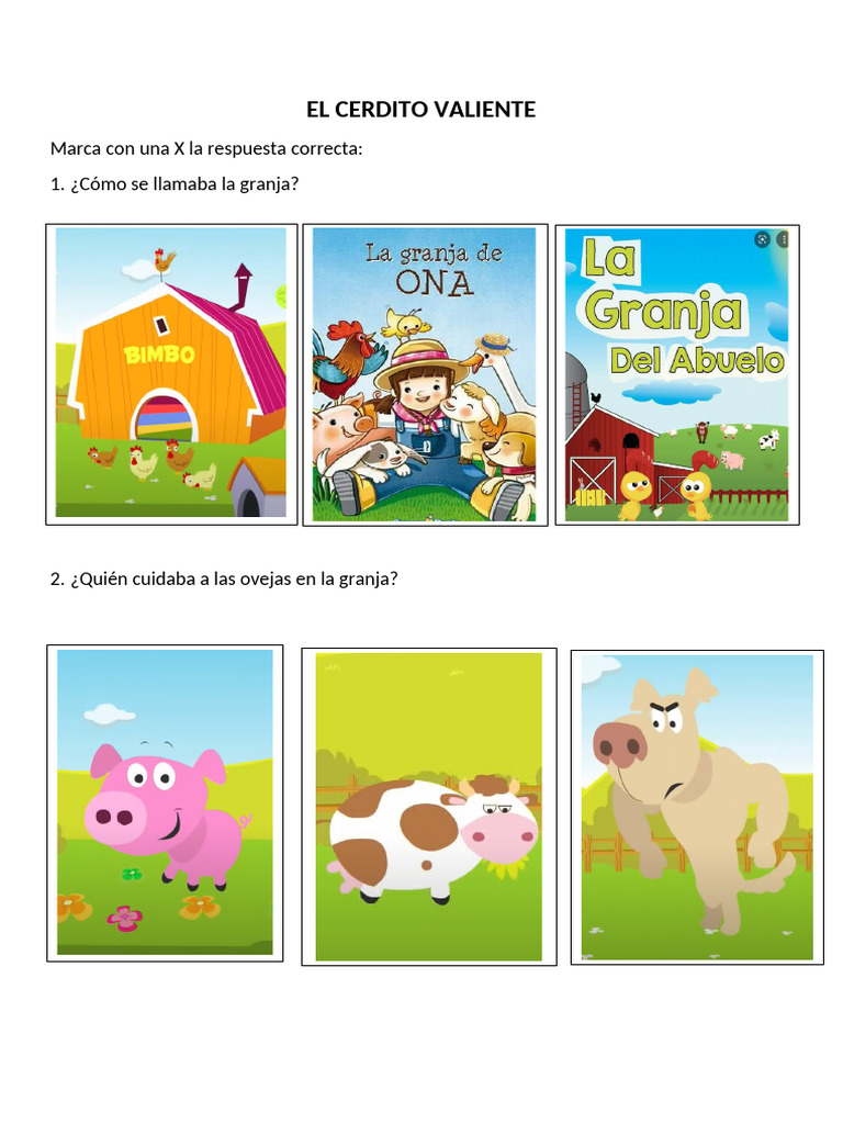 El Cerdito Valiente Comprensión Pdf