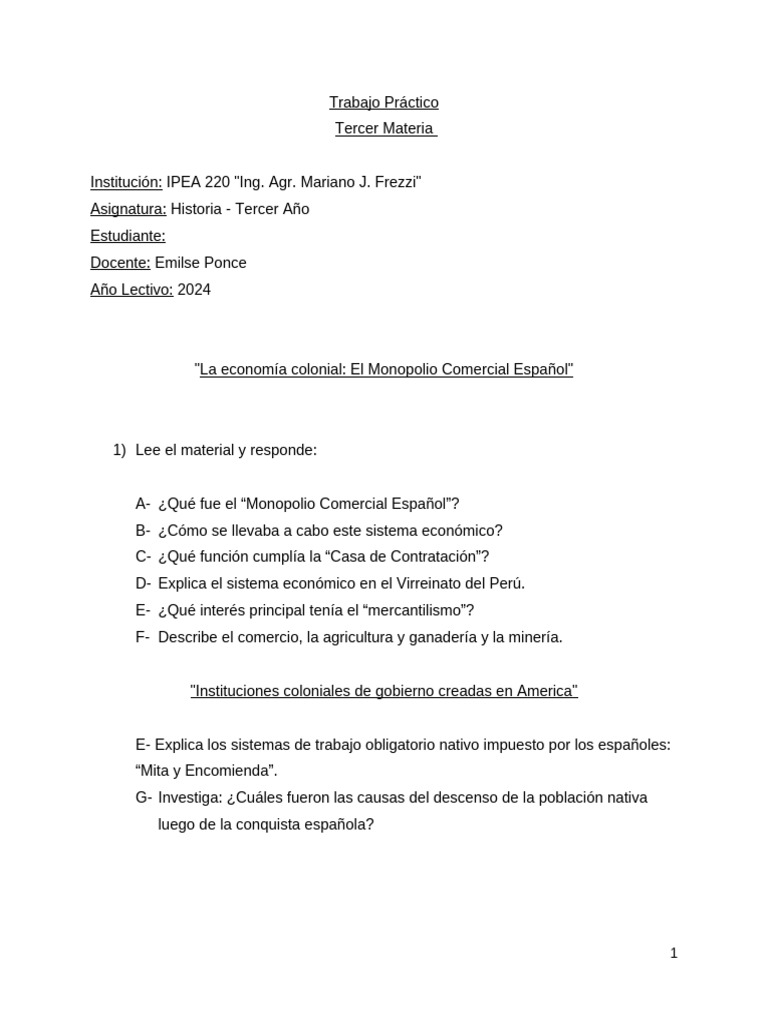 TP Historia 3°-Puglie-Ledesma | PDF