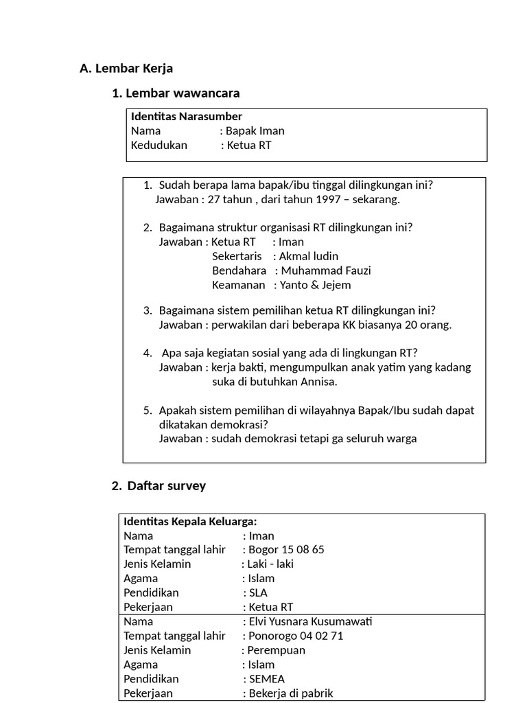 Laporan Penduduk RT | PDF