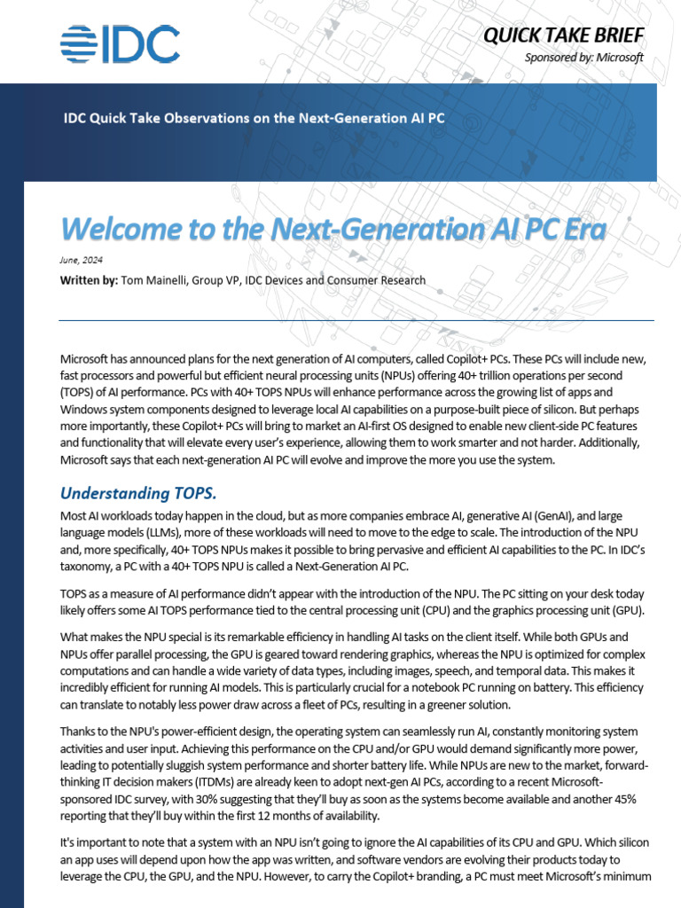 MSFT-IDC-Next-Generation-AI-PC-Era | PDF