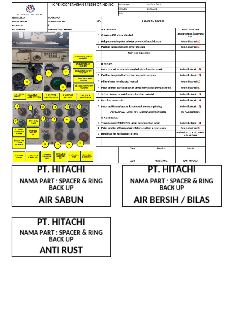 Sop Mesin Grinding | PDF