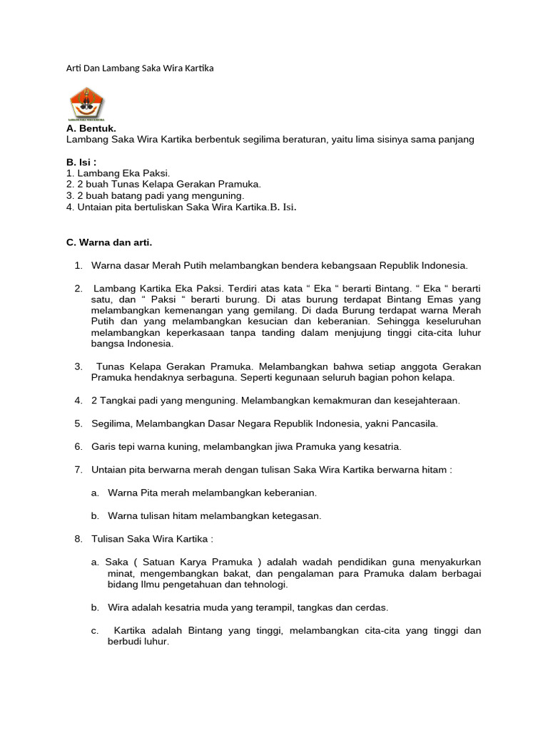 Arti Dan Lambang Saka Wira Kartika | PDF