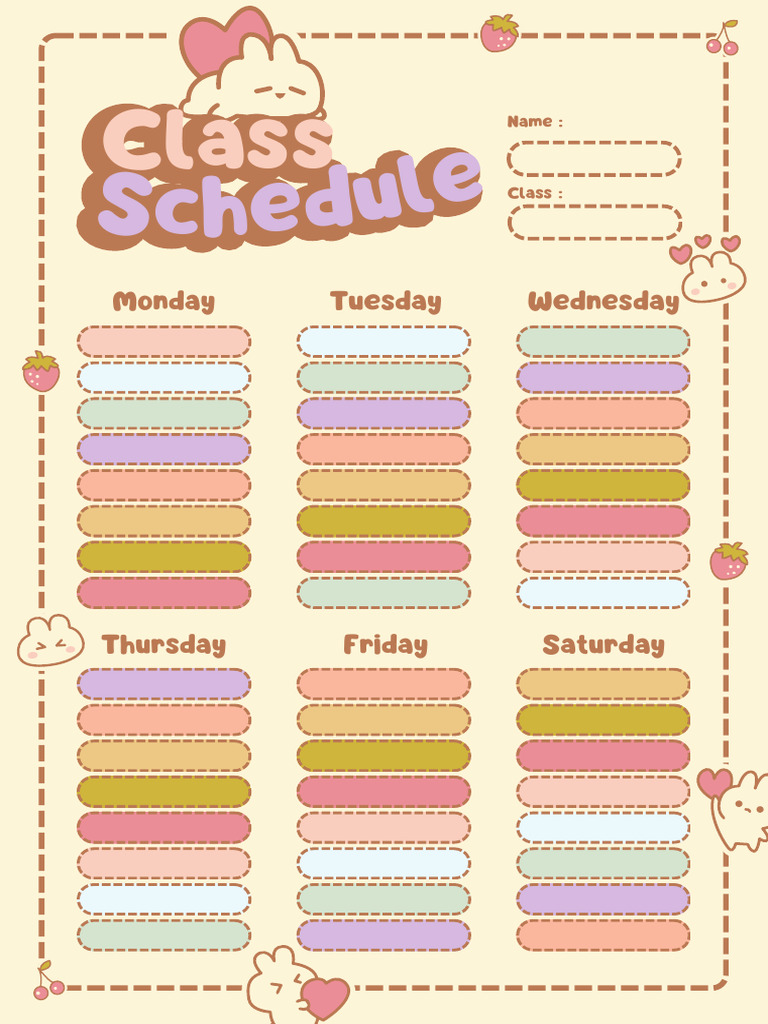 Yellow Brown Cute Class Schedule A4 Document.pdf | PDF