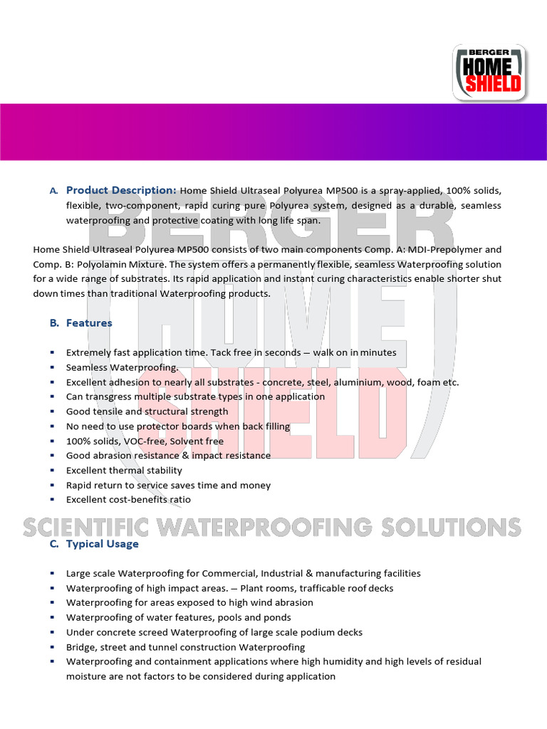 HS Ultraseal Polyurea MP500 | PDF