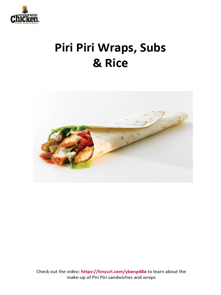 Piri Piri Wraps Subs Rice | PDF | Salad | Mayonnaise
