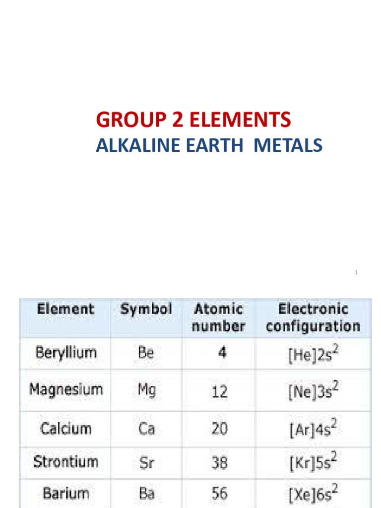 Group 2 Elements | PDF