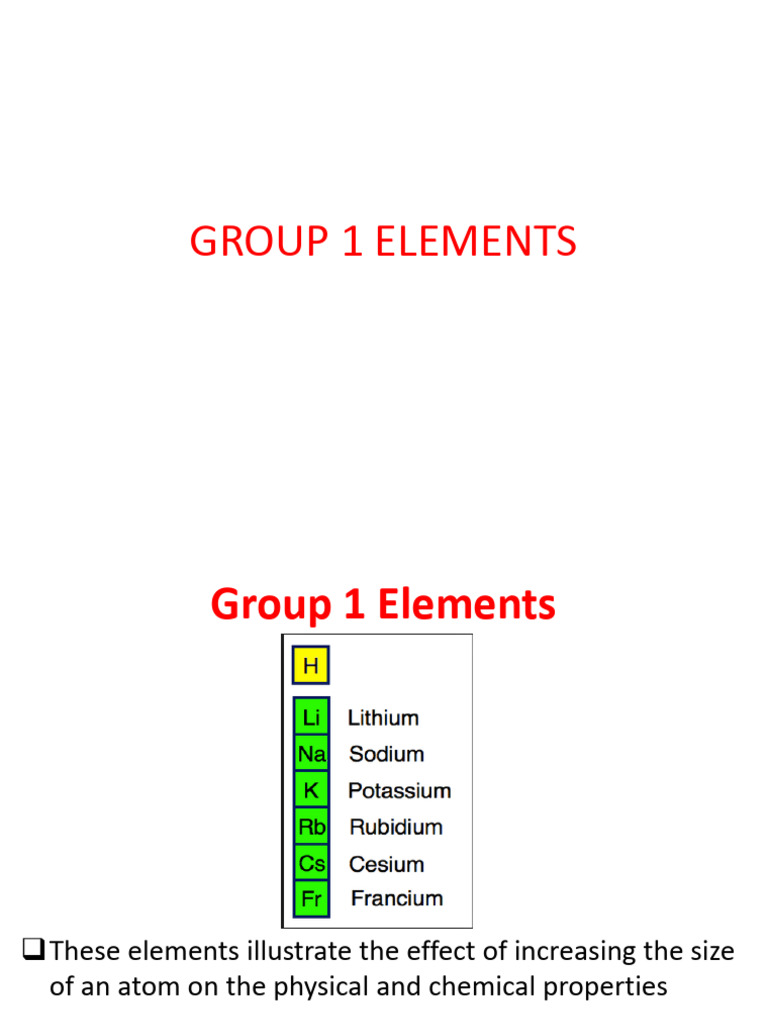 Group 1 Elements | PDF