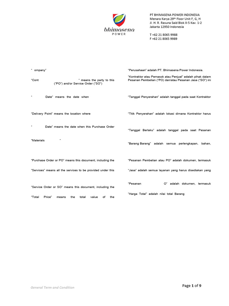 Appendix 1 - General Terms and Conditions | PDF
