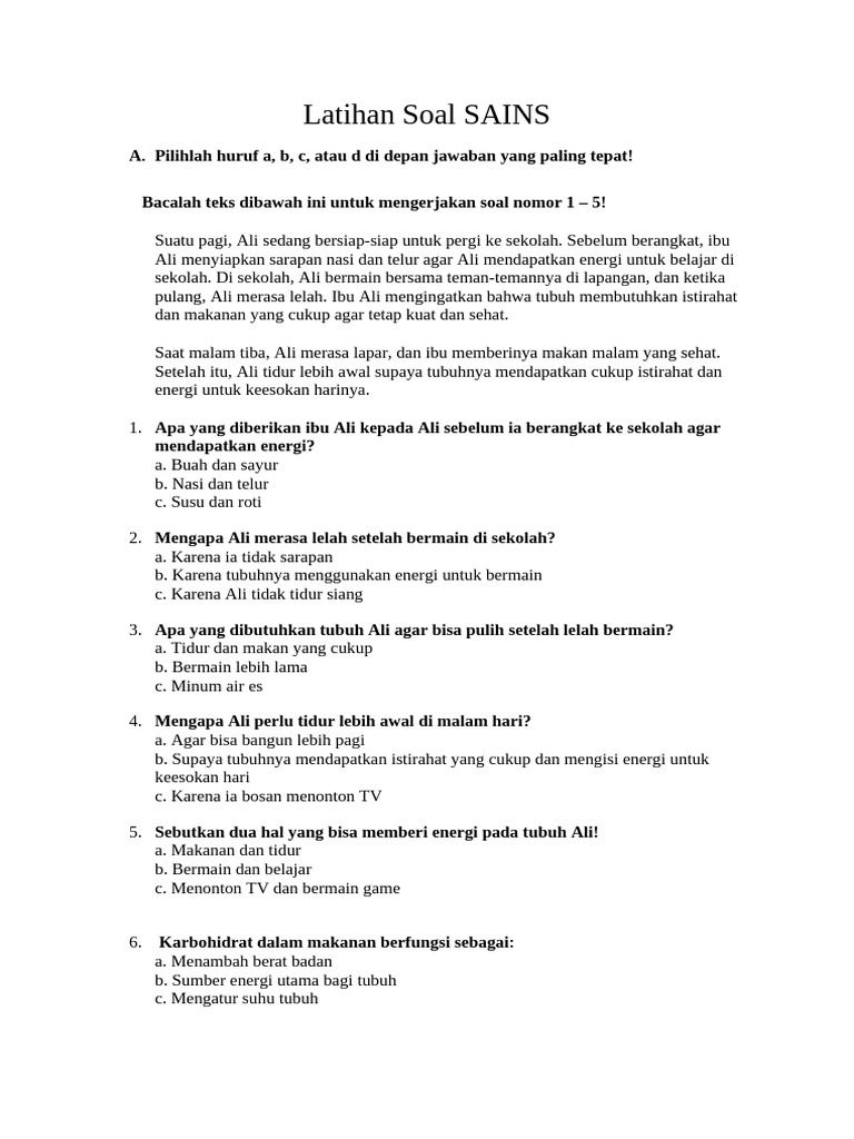 Latihan Soal SAINS | PDF