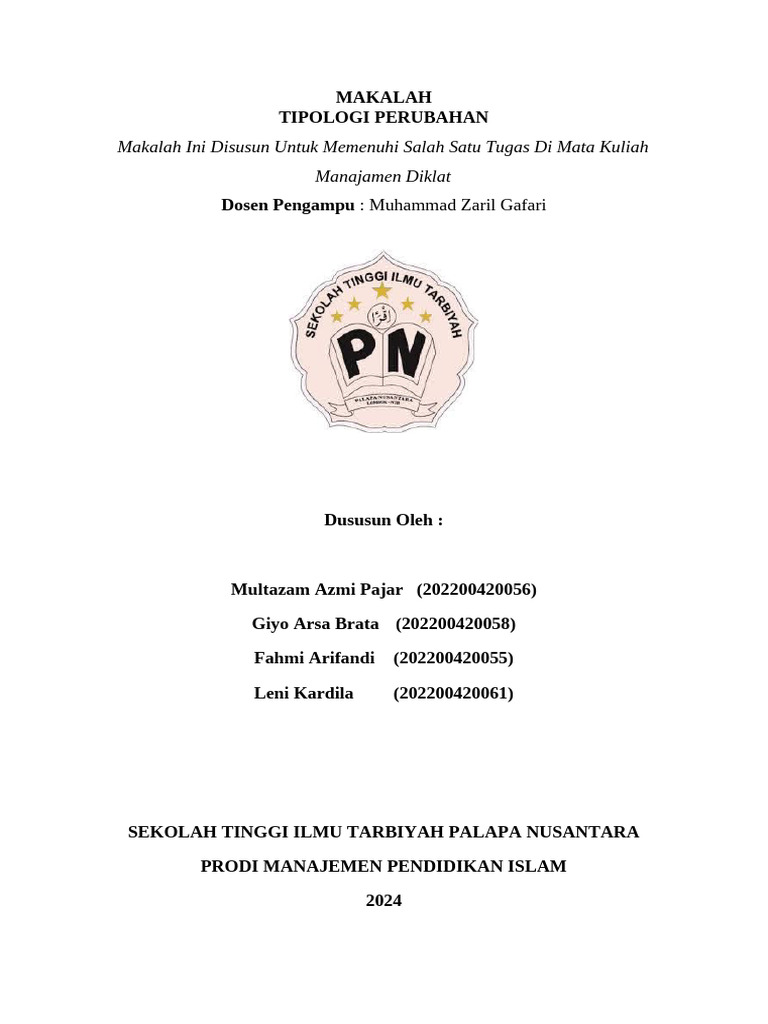 Makalah Tipologi Perubahan | PDF