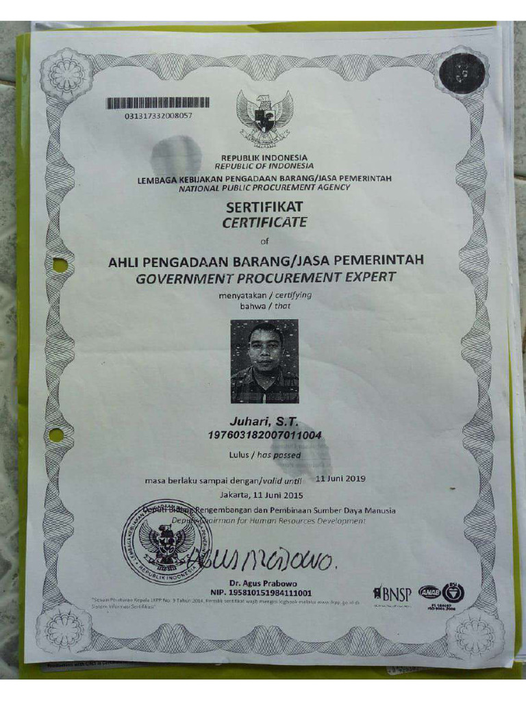 Sertifikat PBJ Level Dasar | PDF