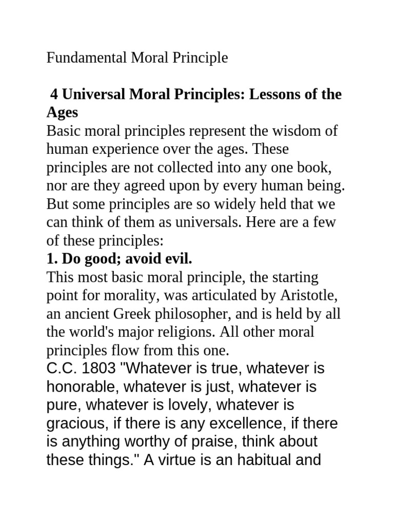 Fundamental Moral Principle | PDF