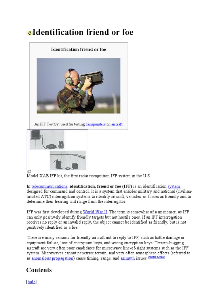 Identification Friend or Foe | PDF | Military Technology | Radio