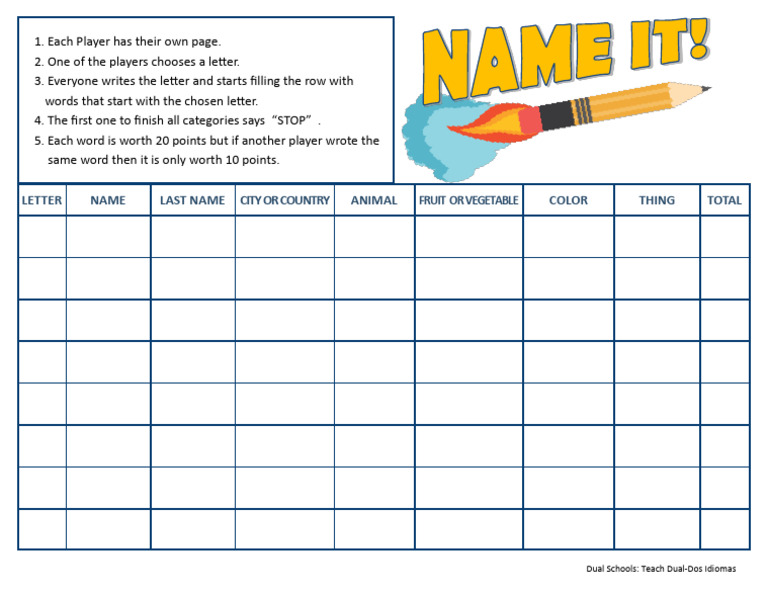 Letra Inicial Juego Initial Letter Name Game-Nombralo English | PDF