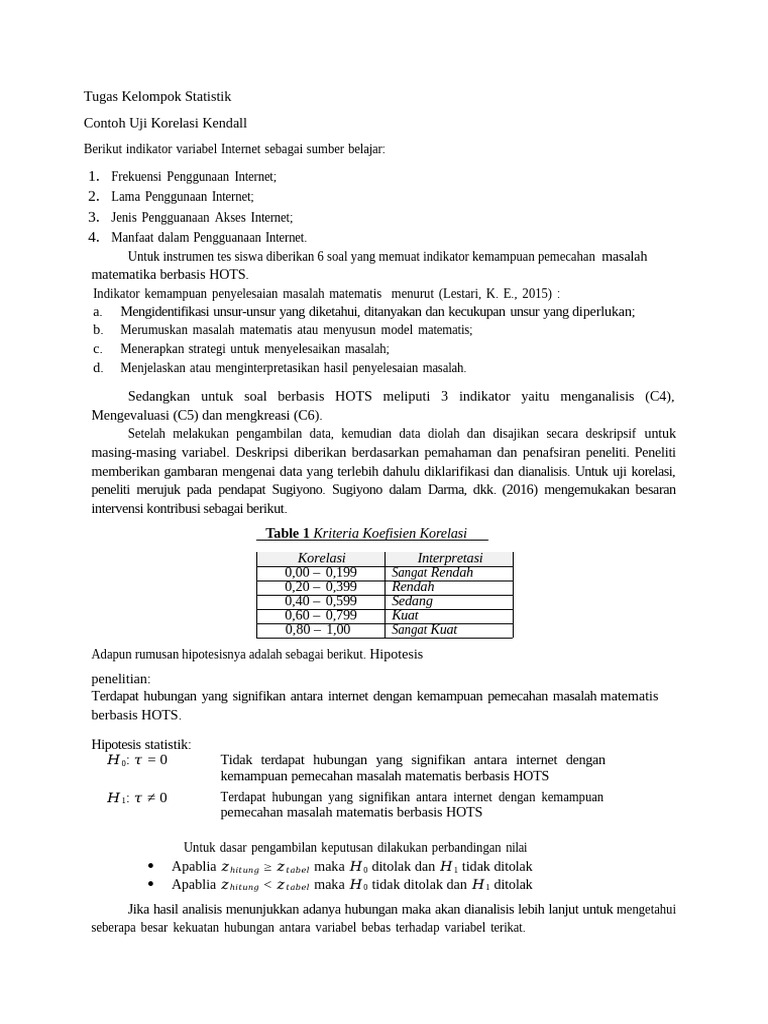 Contoh Uji Korelasi Kendall | PDF