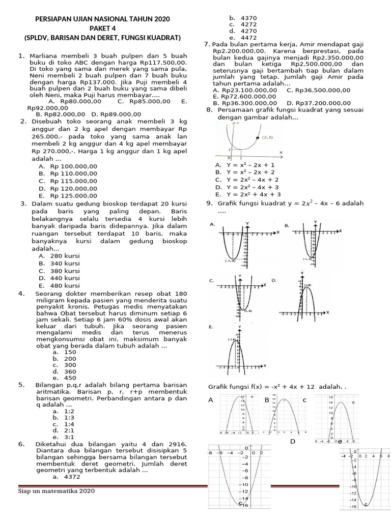 Latihan Ujian Nasional 4 | PDF
