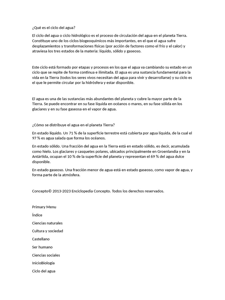 TSQ | PDF | Agua | El ciclo del agua