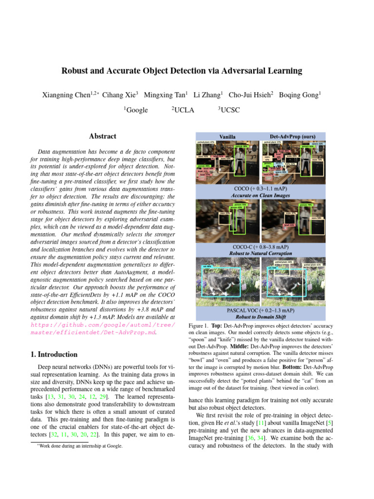 Robust and Accurate Object Detection Via Adversarial Learning | PDF