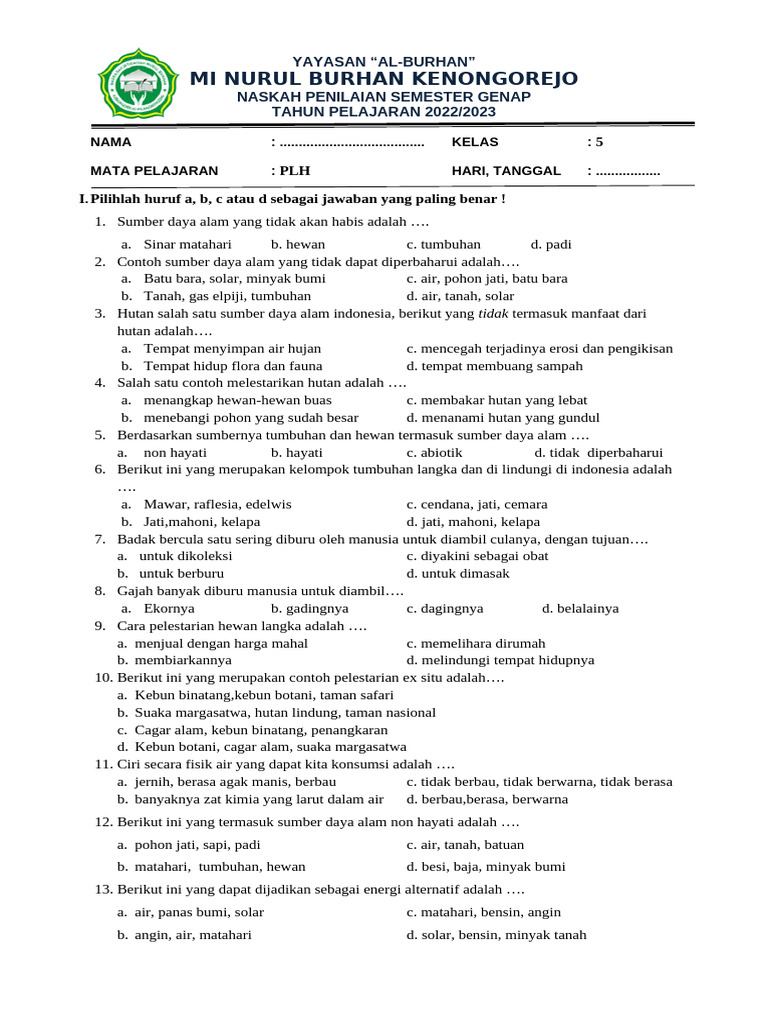 PLH Pat 23 Kelas 5 | PDF