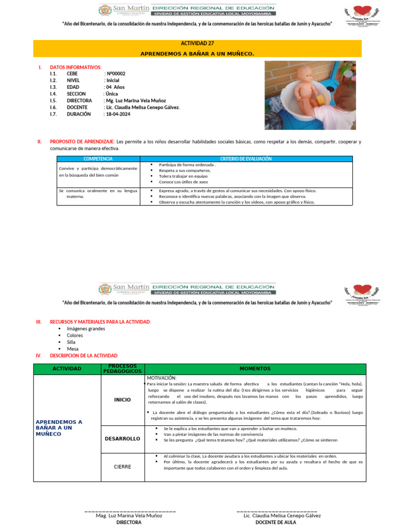 Aprendemos a Bañar un Muñeco | PDF | Aprendizaje | Cognición