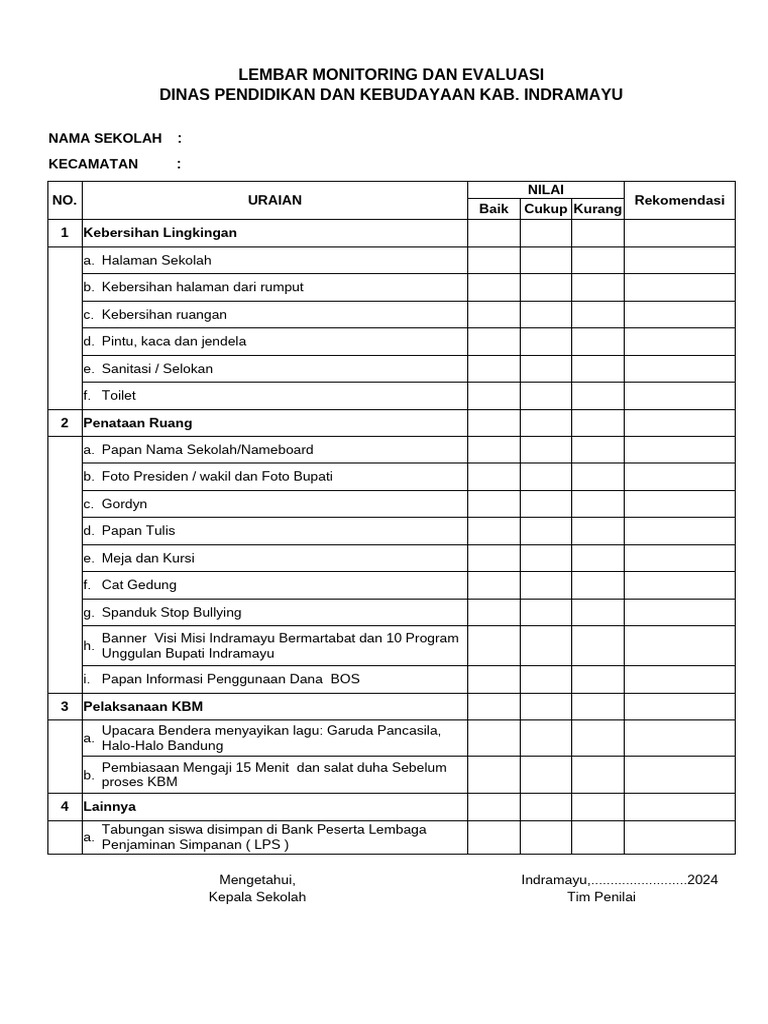 Lembar Monitoring Dan Evaluasi-1 | PDF