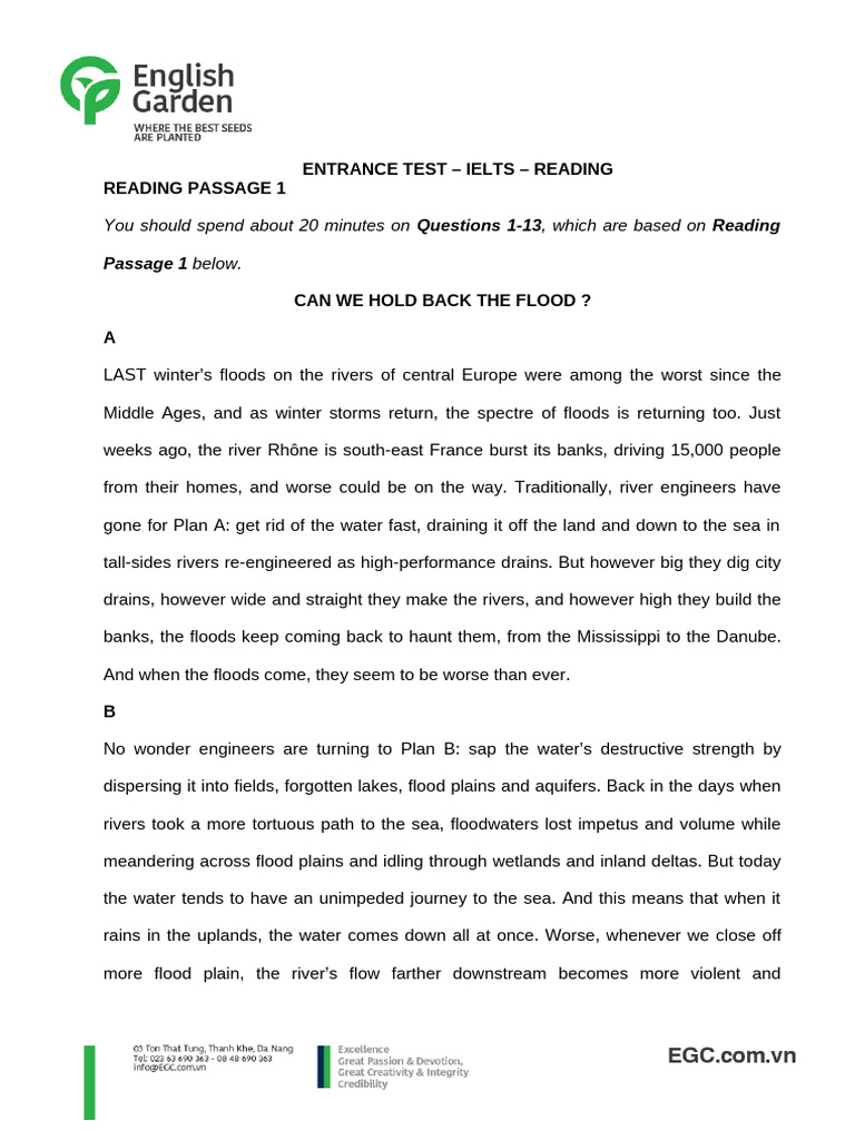 Sample Test Ielts Reading | PDF