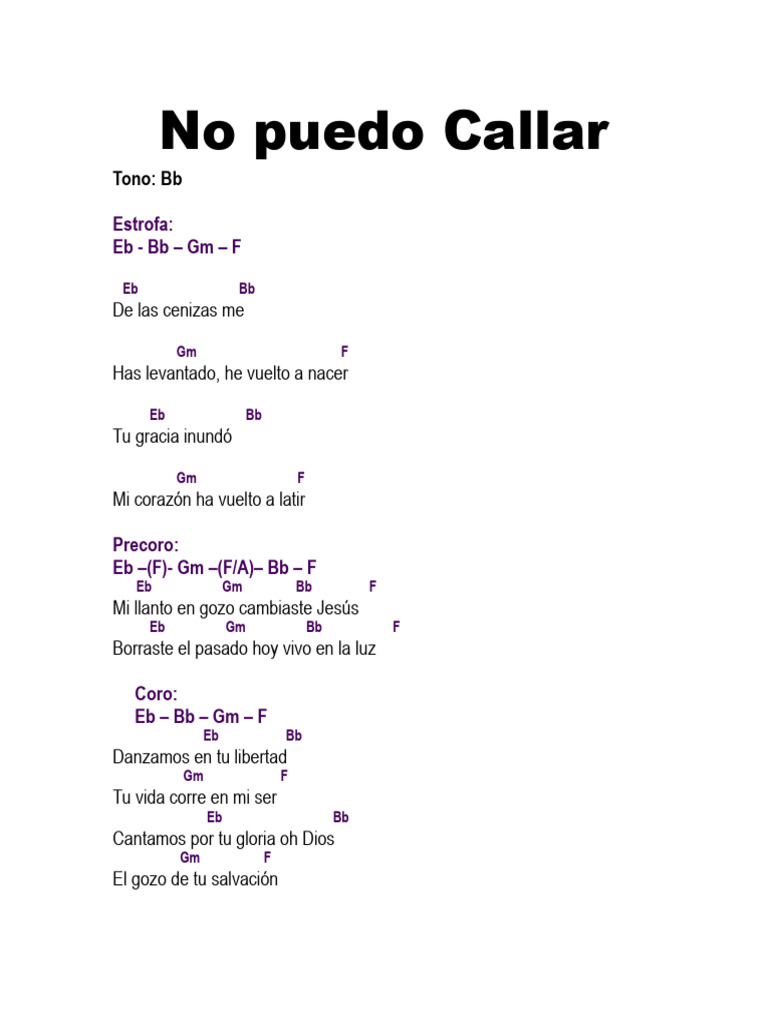 No Puedo Callar Acordes BB | PDF
