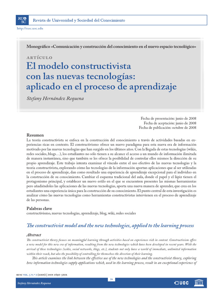 El Modelo Constructivista Con Las Nuevas Tecnologias Aplicado en El ...
