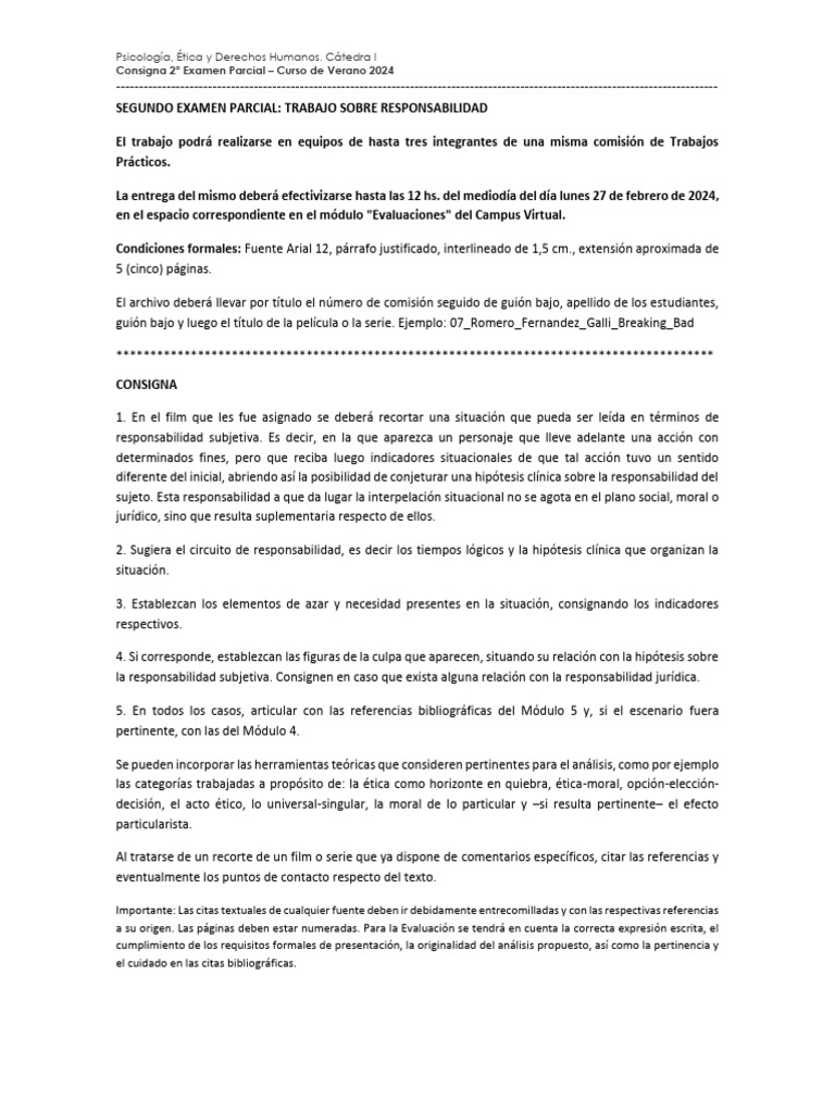 Consigna Segundo Examen - Curso Verano 2024 | PDF