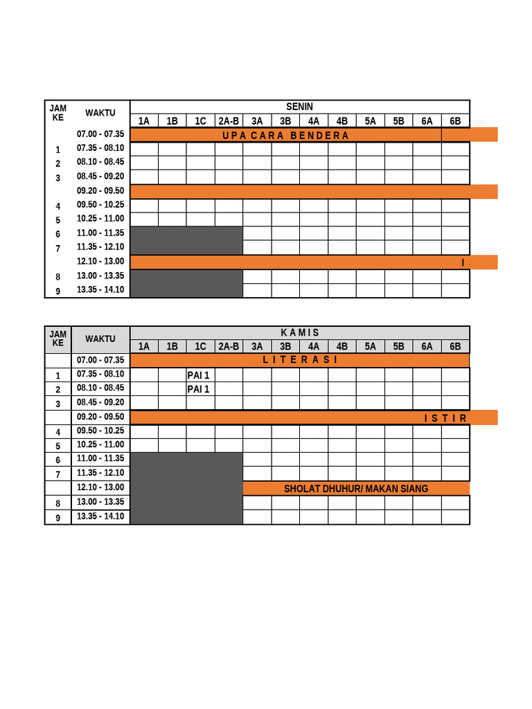 Format Jadwal Mengajar | PDF