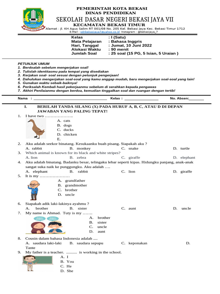 Soal Asat Eng 1 | PDF