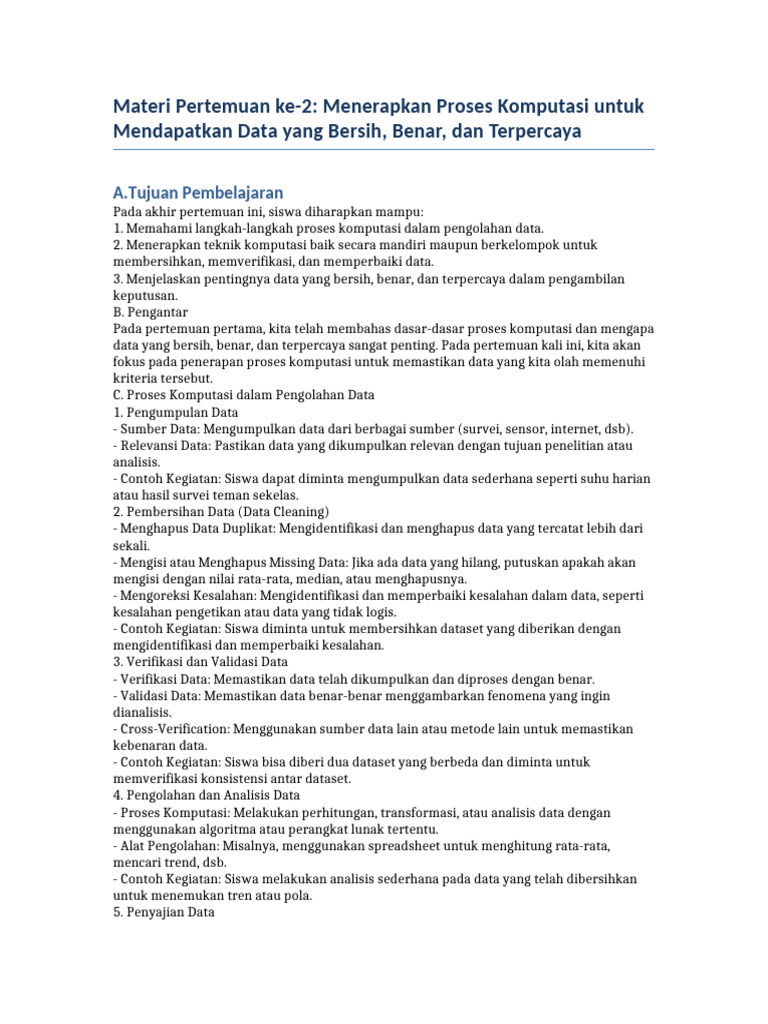 Materi Pertemuan 2 Proses Komputasi | PDF
