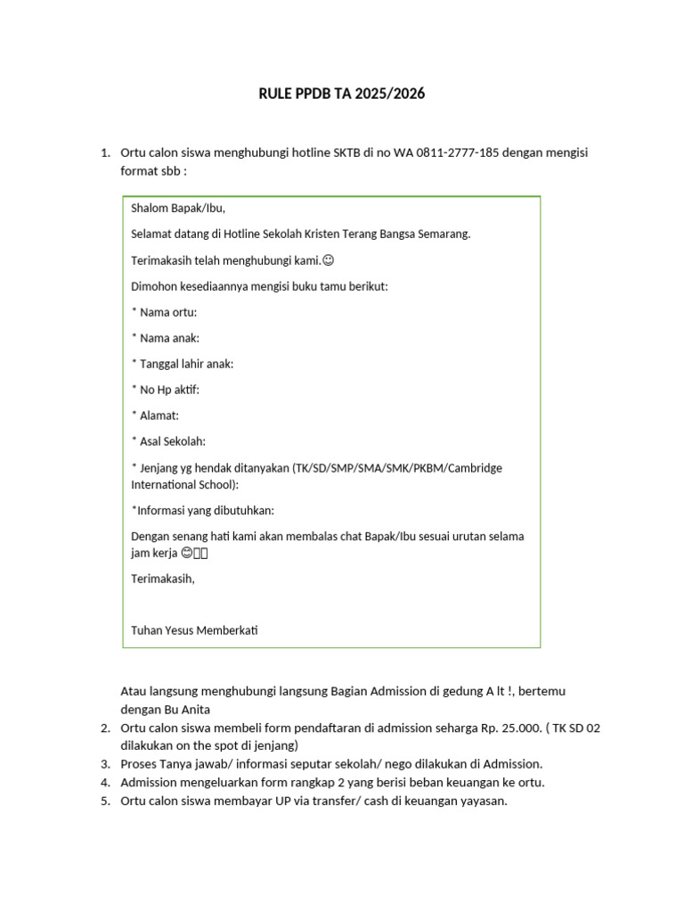 RULE PPDB TA 2025 | PDF