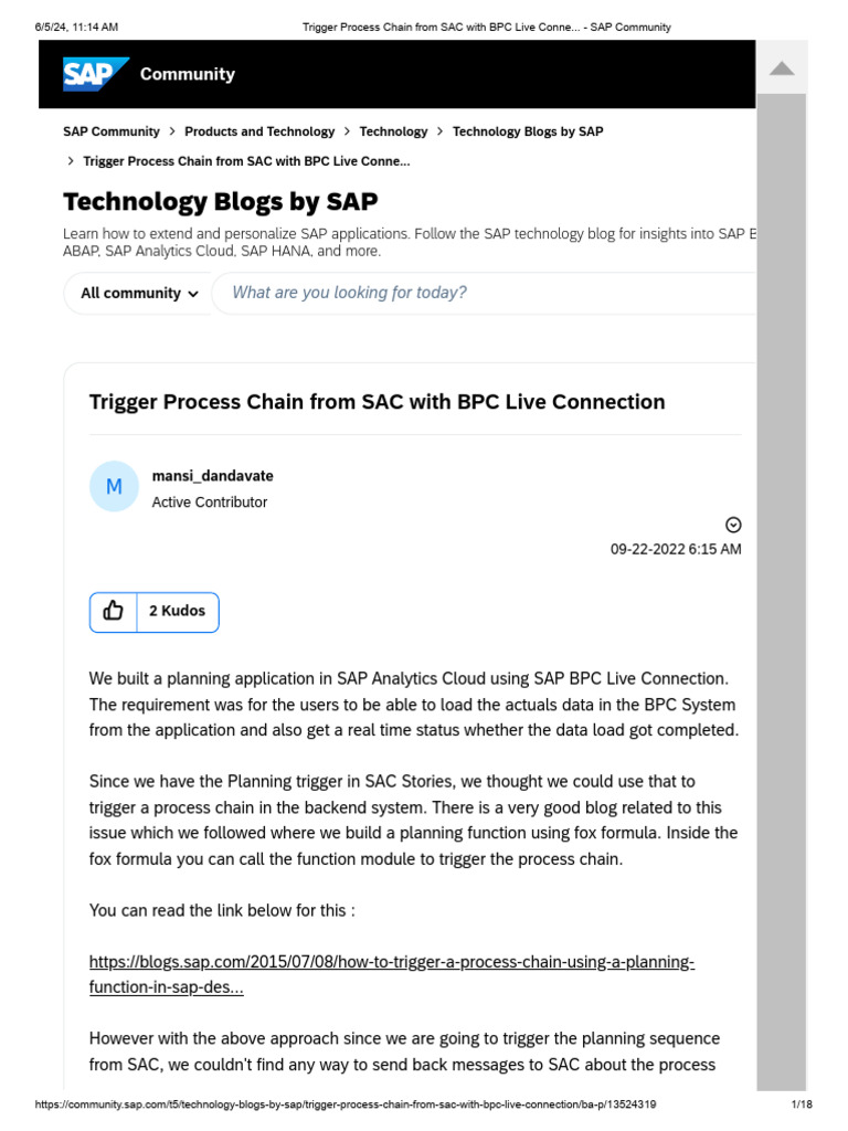 Trigger Process Chain From SAC With BPC Live | PDF | Cloud Computing | Software Engineering