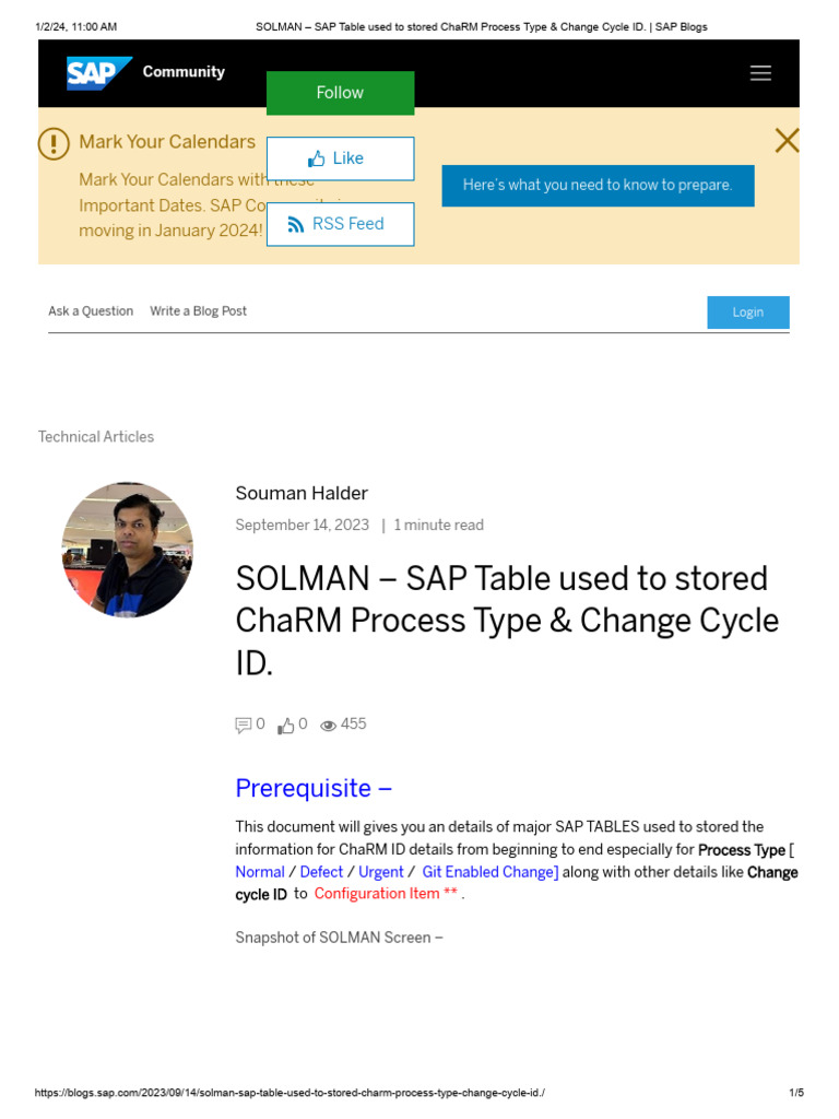 SOLMAN - SAP Table Used To Stored ChaRM Process Type & Change Cycle ID | PDF | Software ...
