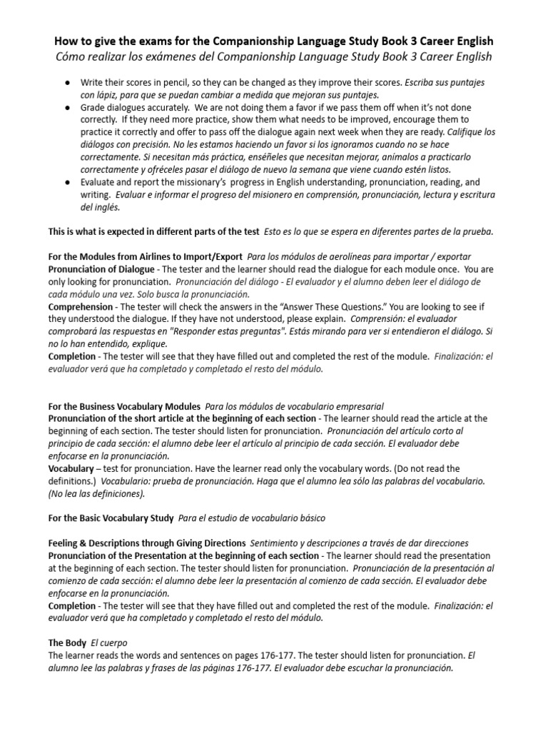 CLS Book 3 Pass-Off in Spanish and English | PDF