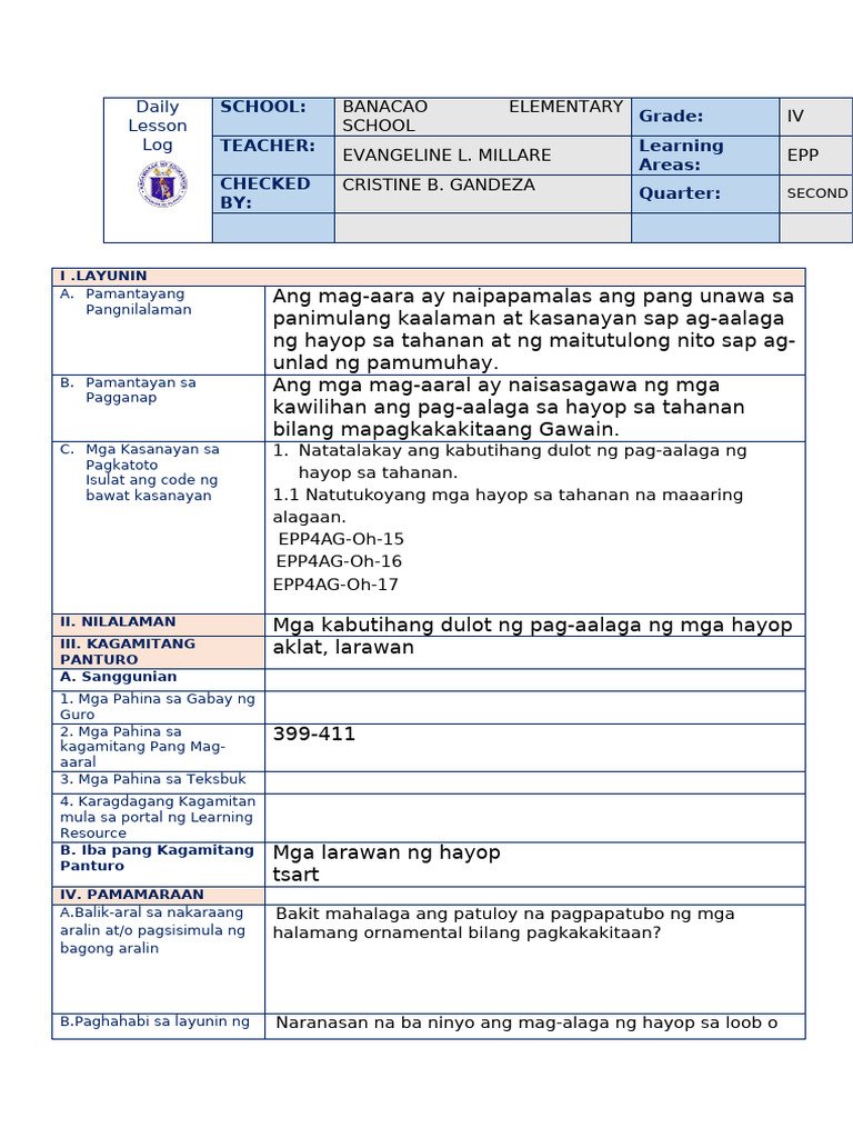 Grade 4 COT EPP 2nd-EVANGELINE L. MILLARE | PDF