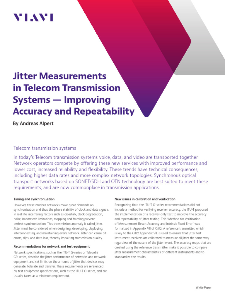 Jitter Measurements Telecom Transmission Systems Improving Accuracy and ...