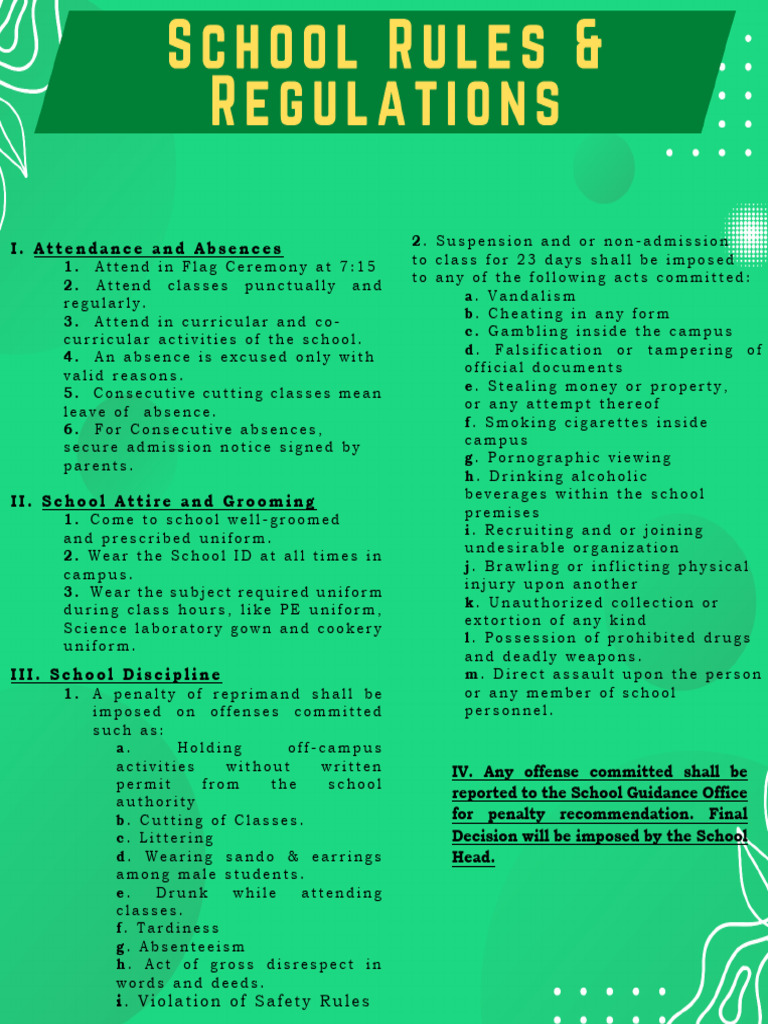 School Rules and Regulations | PDF