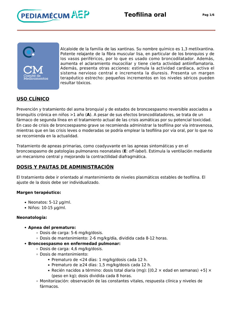 Teofilina Oral | PDF