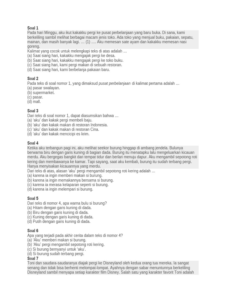 Soal 1 Bhs Indonesia2 | PDF
