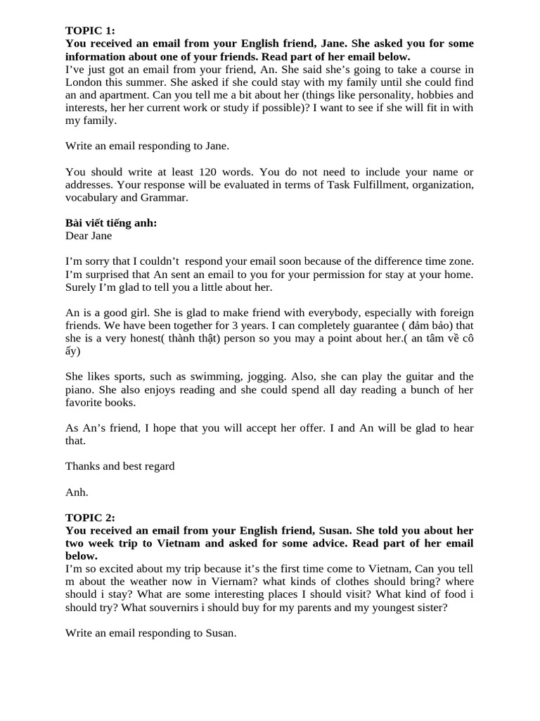 10 Chu de Viet Thu VSTEP | PDF