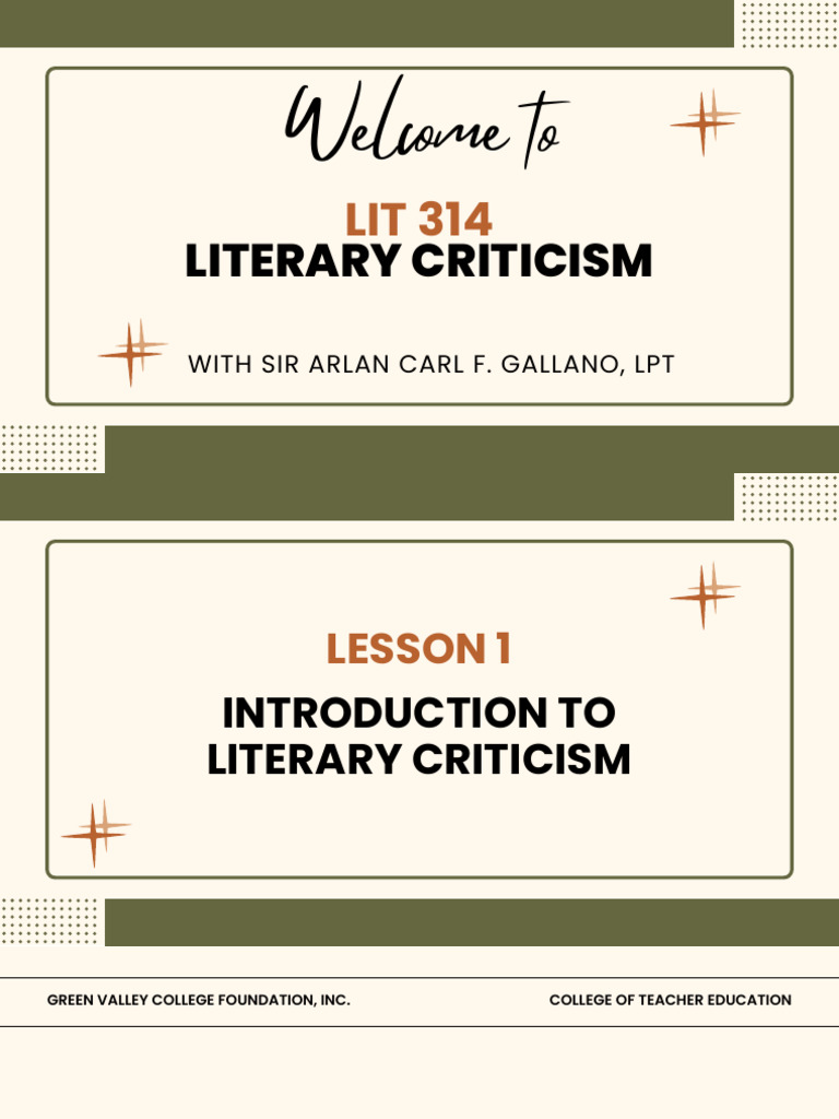 LIT 314 LESSON 1 STUDENT COPY | PDF